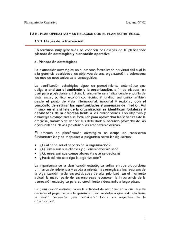 (PDF) 2. EL PLAN OPERATIVO Y SU RELACIÓN CON EL PLAN ESTRATÉGICO
