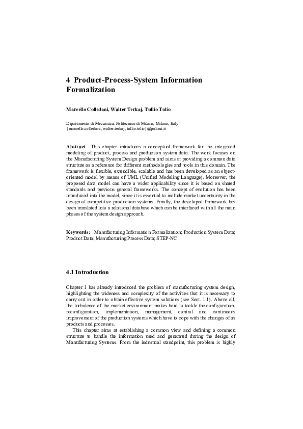 Product Process System Information Formalization