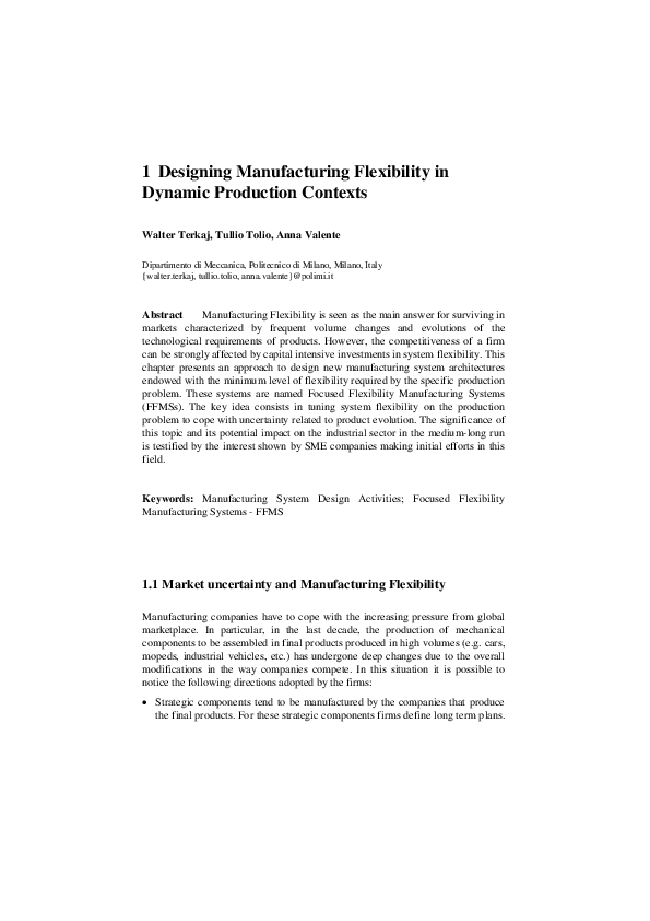 Designing Manufacturing Flexibility in Dynamic Production Contexts