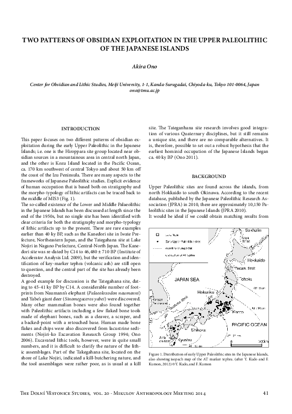 (PDF) Two paTTerns of obsidian exploiTaTion in The Upper paleoliThic of ...