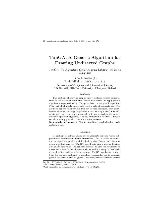 (PDF) TimGA: A Genetic Algorithm for Drawing Undirected Graphs TimGA: Un Algoritmo Gen etico ...