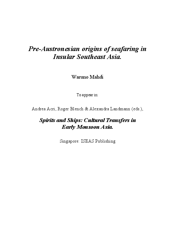 (PDF) Pre-Austronesian origins of seafaring in Insular Southeast Asia