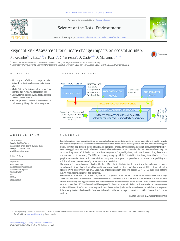 (PDF) Regional Risk Assessment for climate change impacts on coastal ...