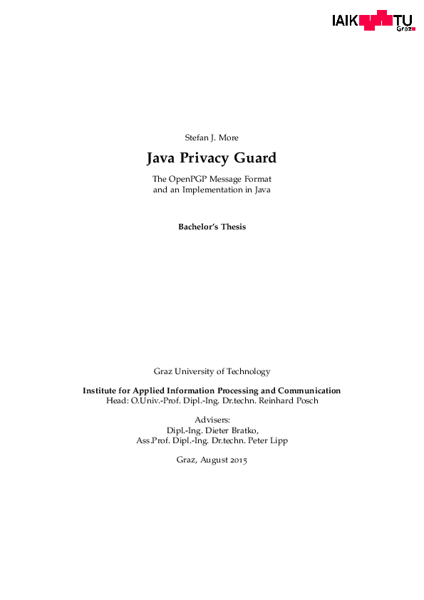 Pdf Java Privacy Guard The Openpgp Message Format And An Implementation In Java 0136