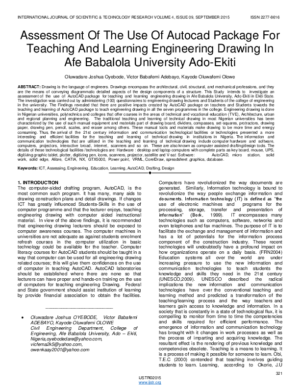 (PDF) Assessment Of The Use Of Autocad Package For Teaching And ...