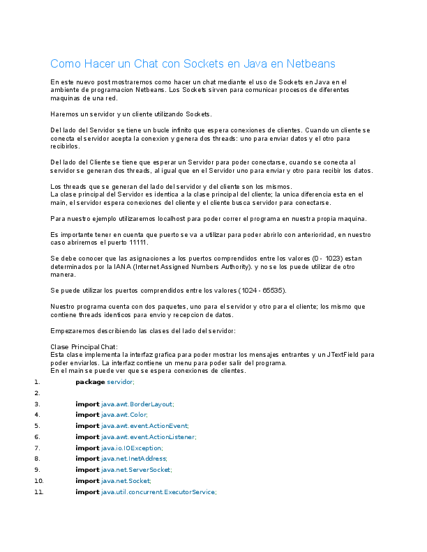 (DOC) Como Hacer un Chat con Sockets en Java en Netbeans