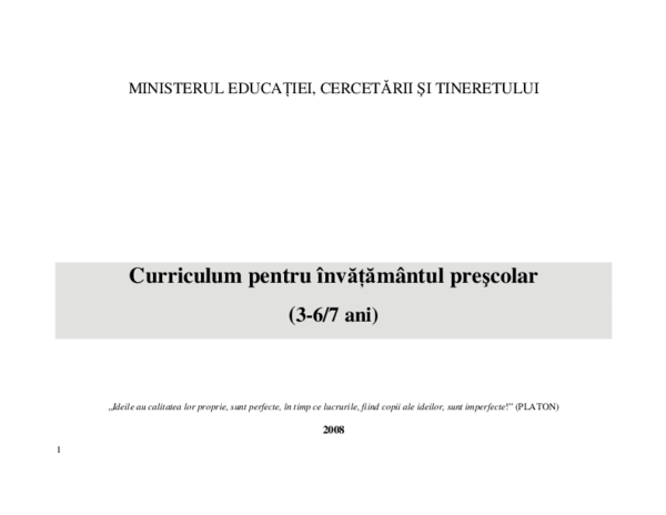 (PDF) Curriculum pentru invatamantul prescolar 3 6 7 ani