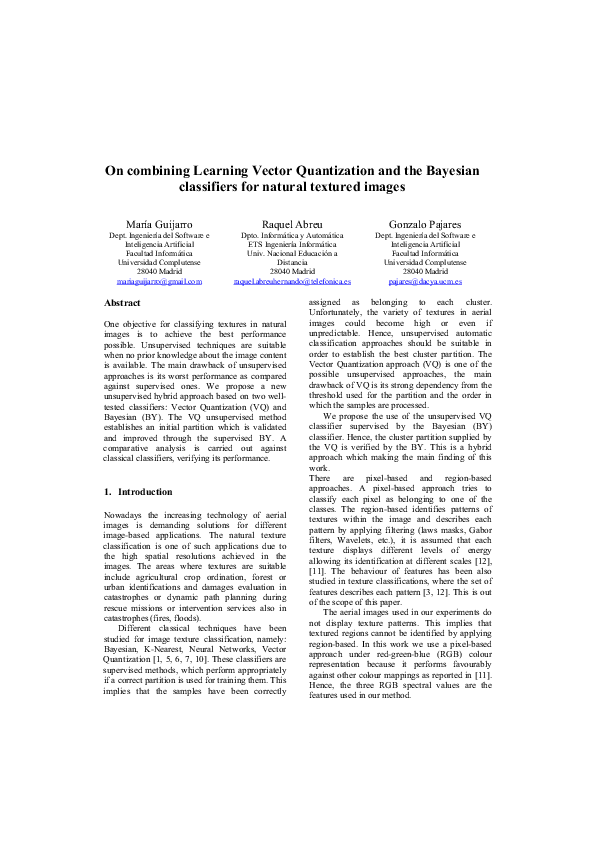 Pdf On Combining Learning Vector Quantization And The Bayesian Classifiers For Natural