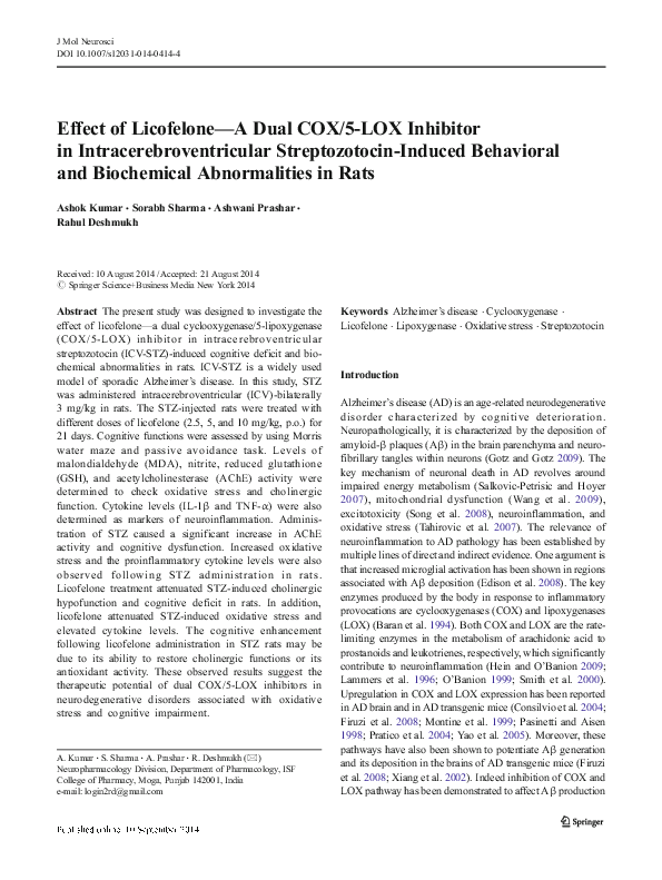 (PDF) Effect of licofelone—a dual COX/5-LOX inhibitor in ...