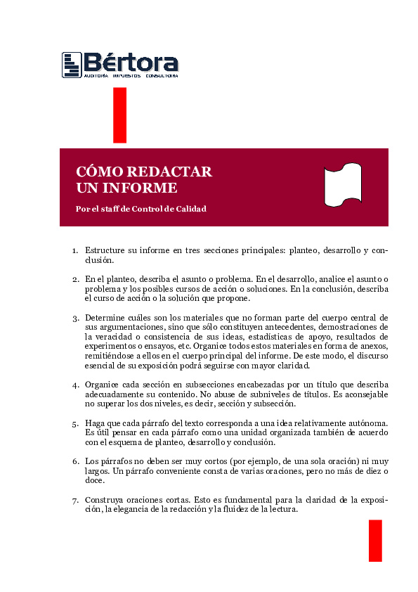 (PDF) CÓMO REDACTAR UN INFORME Por el staff de Control de Calidad
