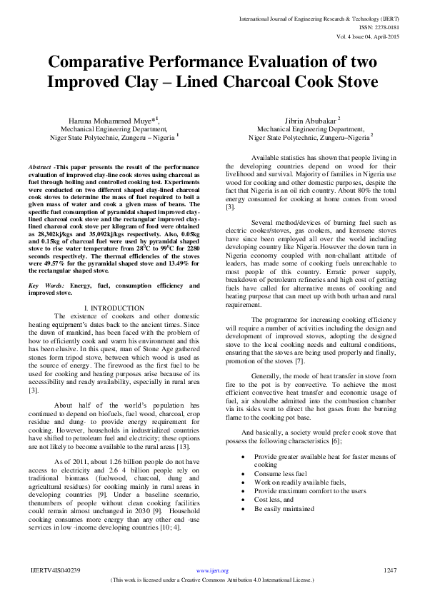Comparative Performance Evaluation of two Improved Clay – Lined ...