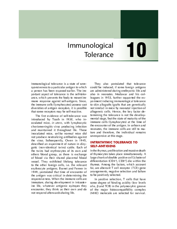 (PDF) Immunological tolerance