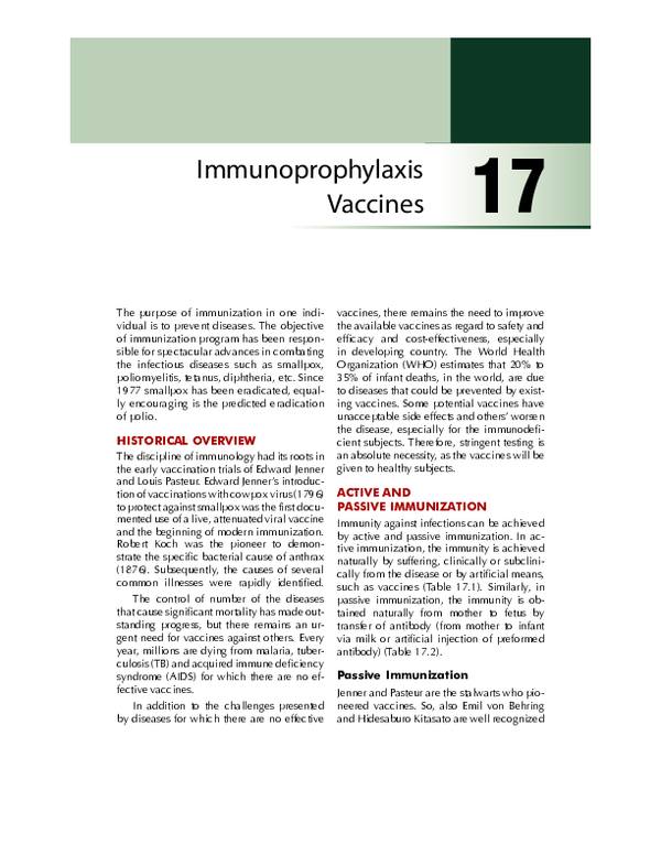 (PDF) Immunoprophylaxis vaccine