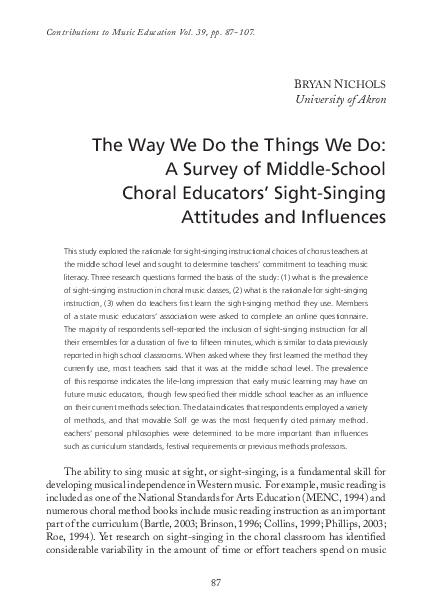(PDF) The Way We Do the Things We Do: A Survey of Middle-School Choral ...