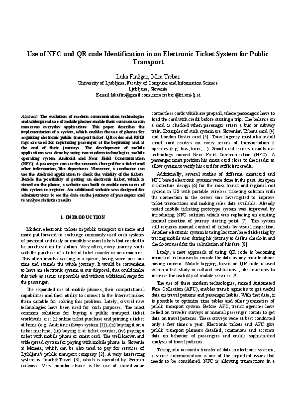 (PDF) 2011 Use of NFC and QR code Identification in an Electronic ...