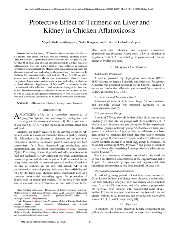 (PDF) Protective Effect of Turmeric on Liver and Kidney in Chicken ...