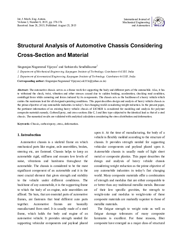 (PDF) Structural Analysis of Automotive Chassis Considering Cross ...