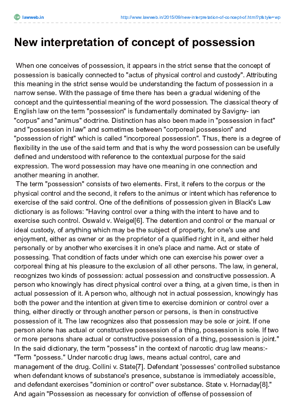 (PDF) New interpretation of concept of possession