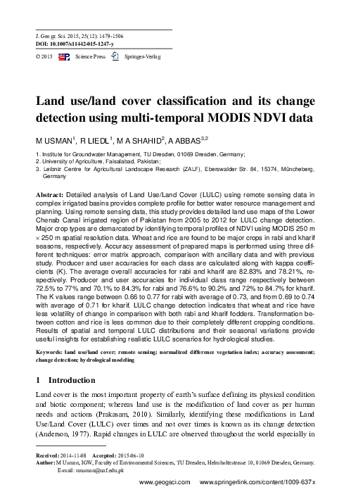 (PDF) Land use/land cover classification and its change detection using ...