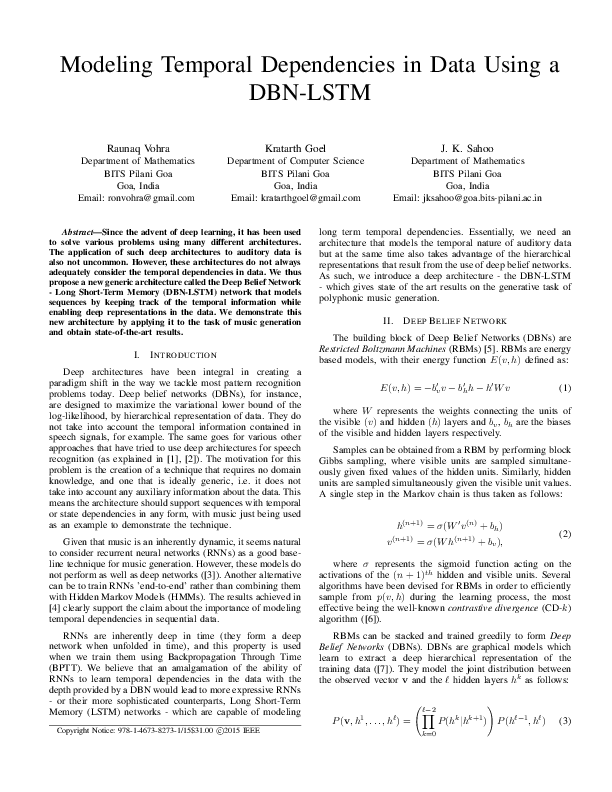 (PDF) Modeling Temporal Dependencies in Data Using a DBN-LSTM