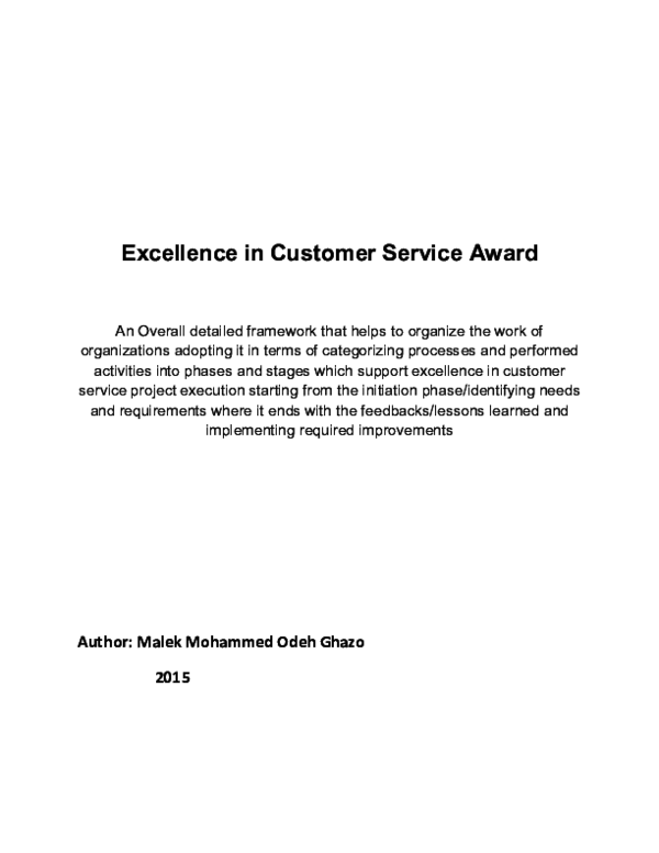 (PDF) Excellence in Customer Service Award