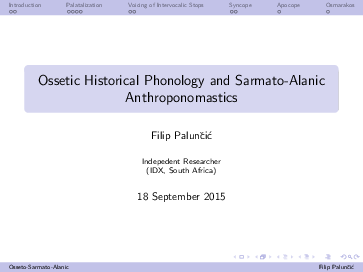 (PDF) ECIS 8 - Ossetic Historical Phonology and Sarmato-Alanic ...