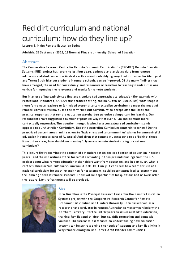 (PDF) Red dirt curriculum and national curriculum: how do they line up?