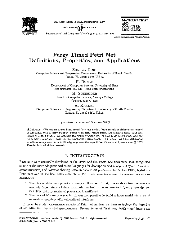 (PDF) Fuzzy Timed Petri Net Definitions, Properties, and Applications