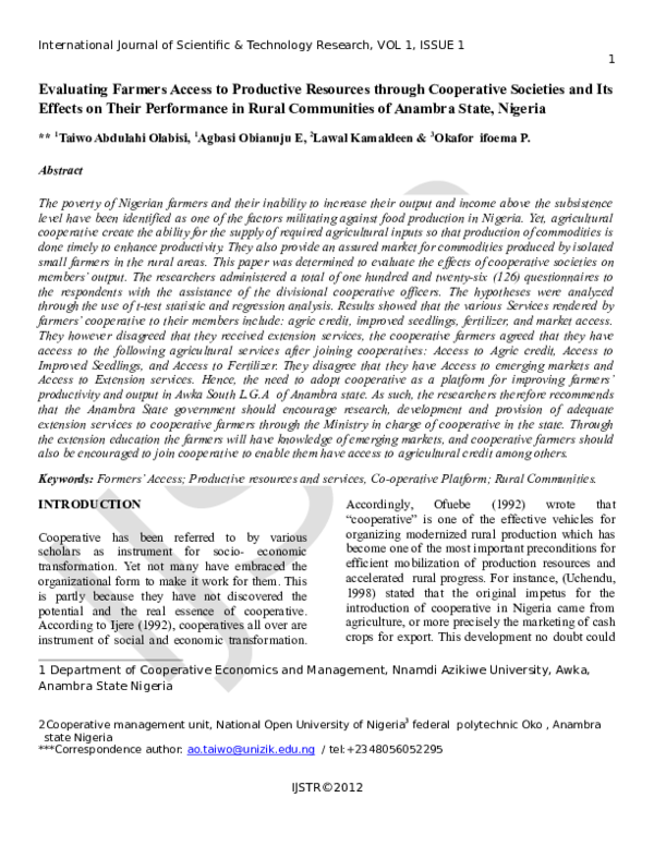 (DOC) ROLE OF COOPERATIVES IN AGRICULTURAL DEVELOPMENT AND FOOD ...