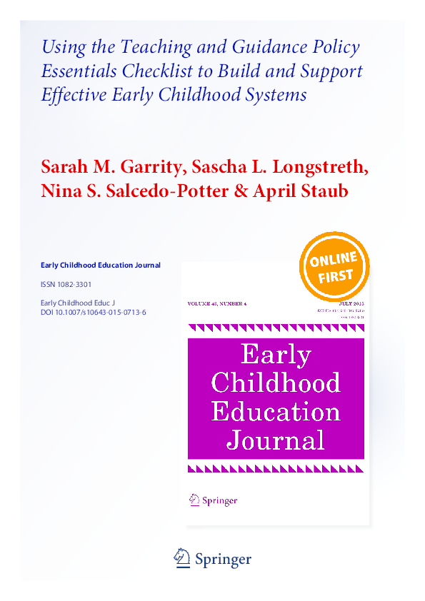 (PDF) Using the Teaching and Guidance Policy Essentials Checklist to ...