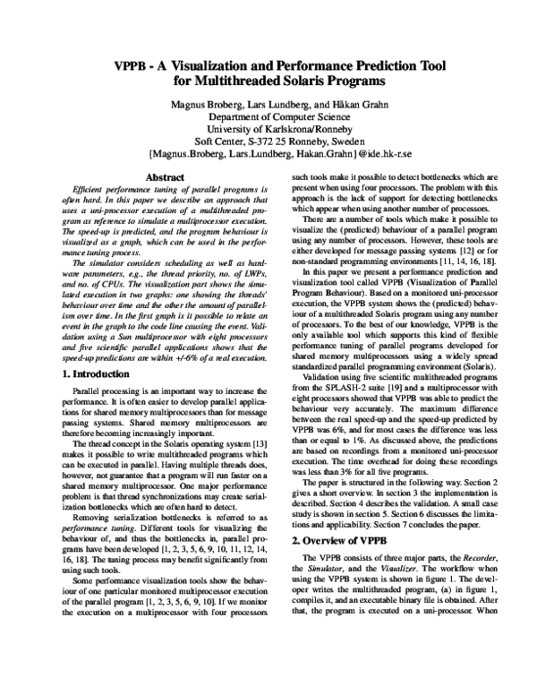 Pdf Vppb A Visualization And Performance Prediction Tool For Multithreaded Solaris Programs