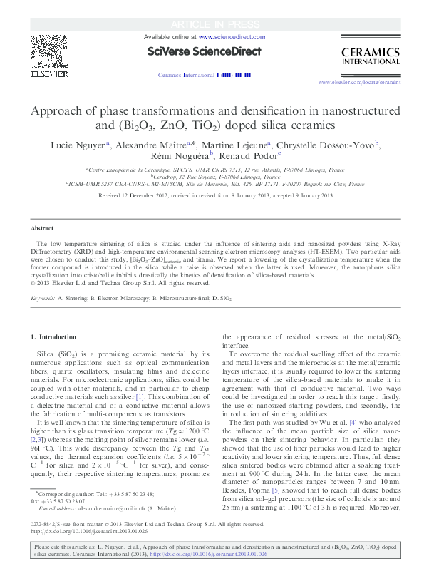Approach of phase transformations and densification in nanostructured ...