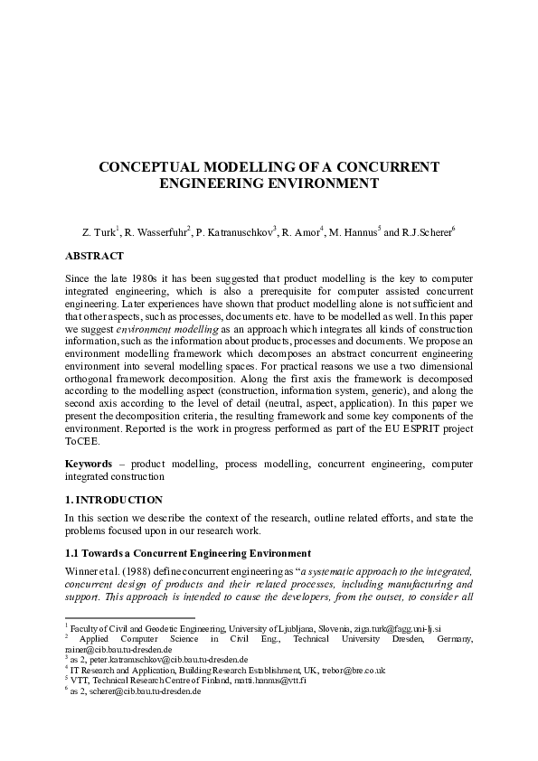 (PDF) CONCEPTUAL MODELLING OF A CONCURRENT ENGINEERING ENVIRONMENT