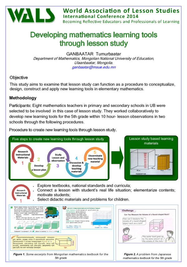 (PDF) Improving mathematics learning tools through lesson study