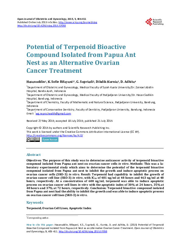 Potential of Terpenoid Bioactive Compound Isolated from Papua Ant Nest ...