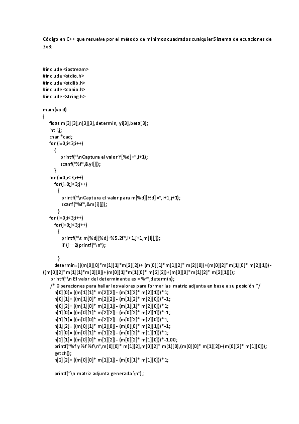 (PDF) Solucion por minimos cuadrados en c++