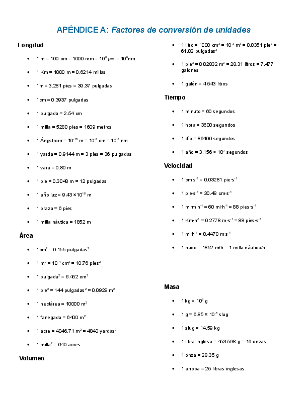 Tabla De Factores De Conversion De Unidades PDF PDF Physics