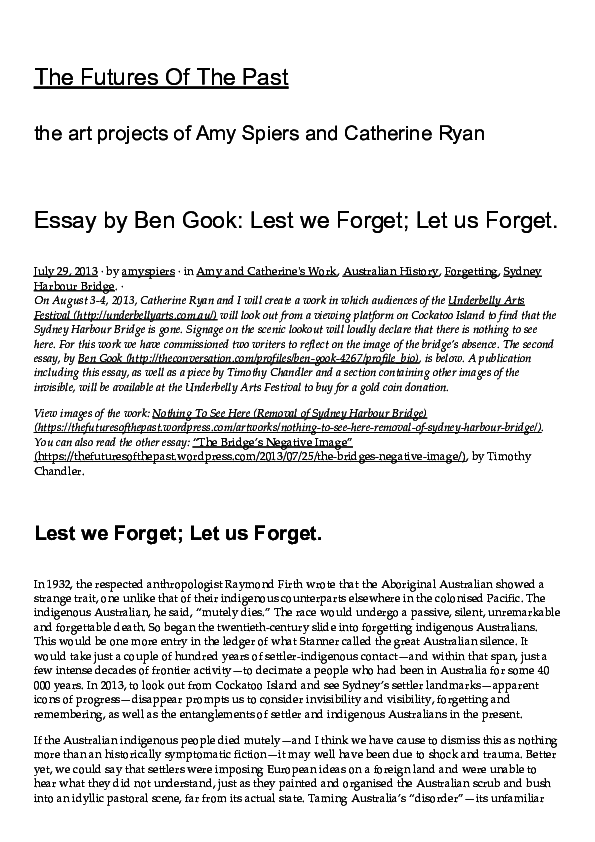 (PDF) Lest we forget; Let us forget