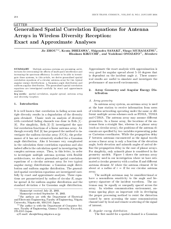 (PDF) Generalized Spatial Correlation Equations for Antenna Arrays in Wireless Diversity ...
