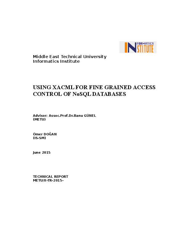(DOC) USING XACML FOR FINE GRAINED ACCESS CONTROL OF NoSQL DATABASES
