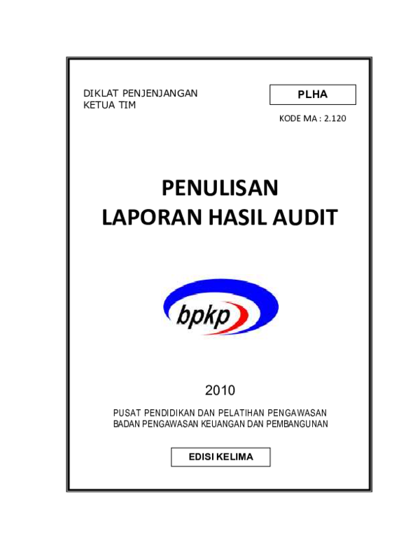 (PDF) PENULISAN LAPORAN HASIL AUDIT 2010