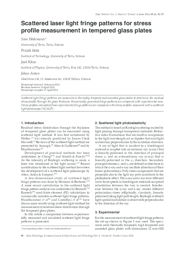(PDF) Scattered laser light fringe patterns for stress profile ...