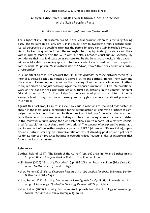 Analysing discursive struggles over legitimate poster practices of the ...