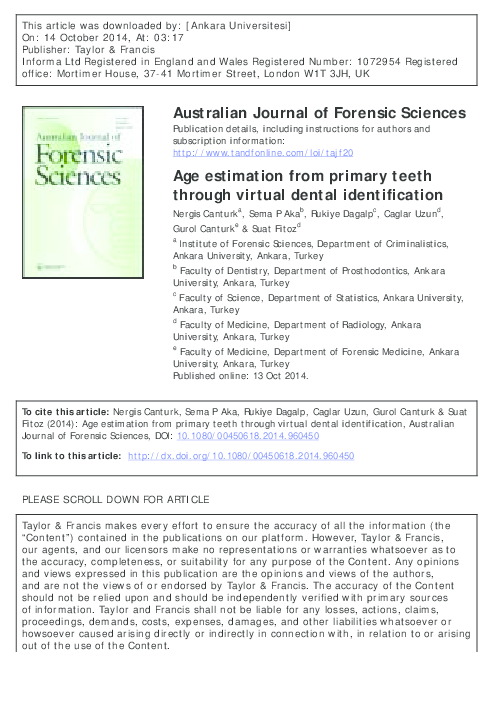 Pdf Age Estimation From Primary Teeth Through Virtual Dental Identification