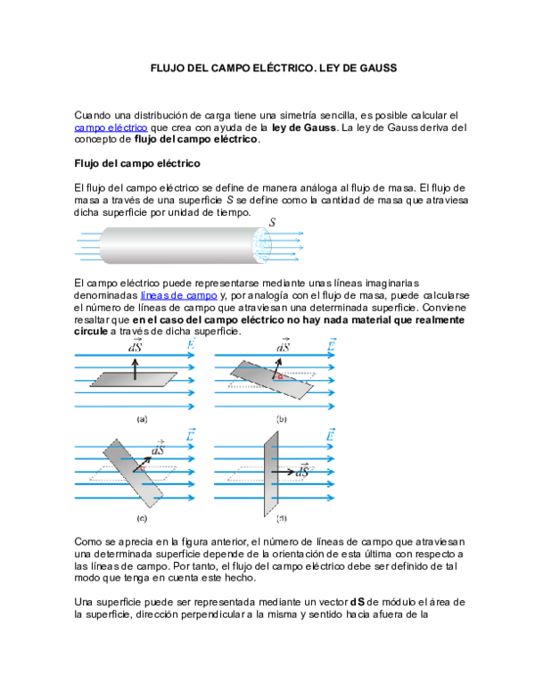 FLUJO DEL CAMPO ELÉCTRICO. LEY DE GAUSS