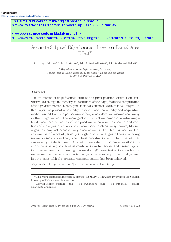 Pdf Accurate Subpixel Edge Location Based On Partial Area Effect