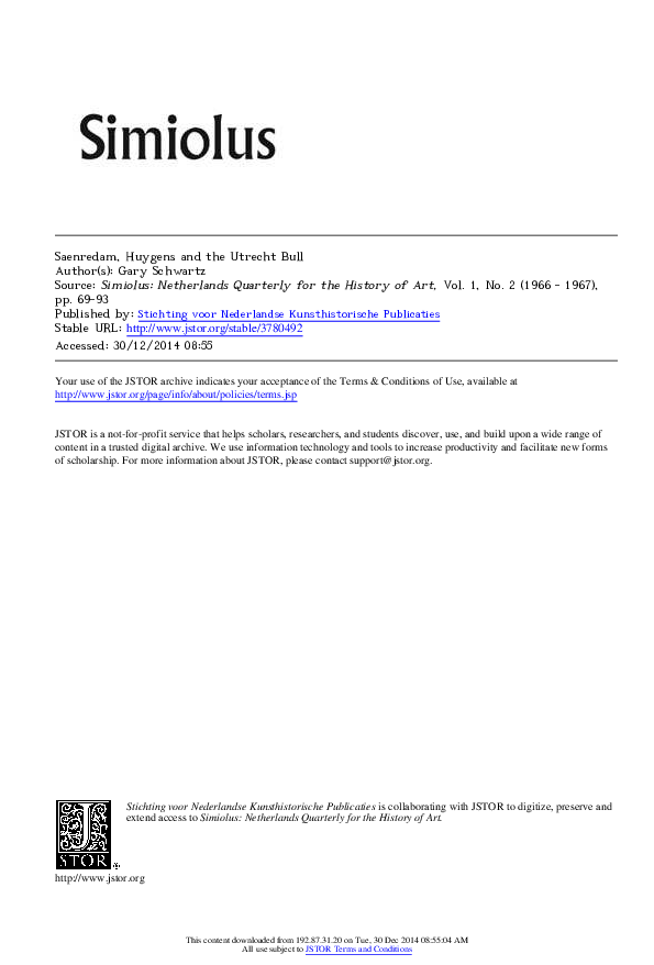(PDF) Gary Schwartz, "Saenredam, Huygens and the Utrecht bull ...