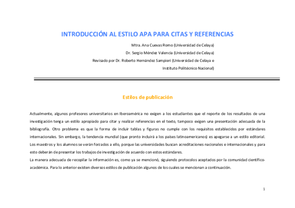 (PDF) INTRODUCCIÓN AL ESTILO APA PARA CITAS Y REFERENCIAS