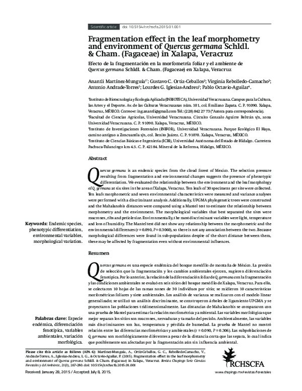 (PDF) Fragmentation effect in the leaf morphometry and environment of ...