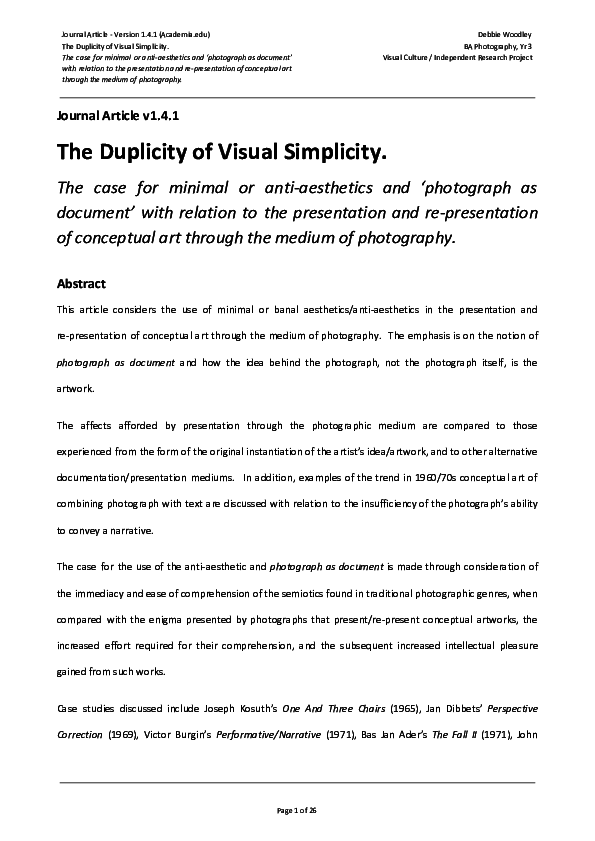 (PDF) Minimal Aesthetics in Conceptual Art Photography